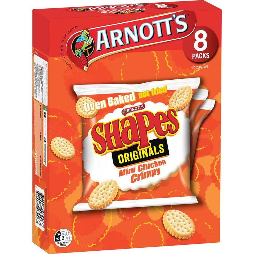 Arnott's Shapes 雞汁風味小脆餅｜Mini Chicken Crimpy 25g x 8 入 – 袋鼠島 澳洲代購 空運到府